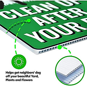 Signs Authority Clean Up After Your Dog Signs 12"x9" with Metal H-Stake | No Poop Signs for Lawn No Pooping Dog Signs For Yard | Pick Up After Your Dog Sign with Stake | Clean After Your Dog Sign