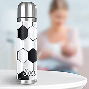 Soccer Background Stainless Steel Water Bottle Leak-Proof, Double Walled Vacuum Insulated Flask Thermos Cup Travel Mug 17 OZ