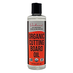Verdana Organic Cutting Board Oil – Food Grade Kosher Non-GMO – 100% Coconut Derived & Vegan - Butcher Block Oil & Conditioner and Polish for All Wood – NO Mineral Oil Involved – 8 Fl Oz