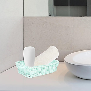 LUOZZY Wicker Woven Storage Basket Tabletop Storage Basket Woven Basket House Supplies (Light Green)