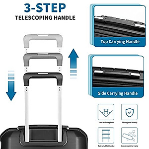 Somago 20IN Carry On Luggage and 14IN Mini Cosmetic Cases Travel Set Hardside Luggage with Spinner Wheels Lightweight Polypropylene Suitcase with TSA Lock (2-Piece Set (14/20), Classic Black)