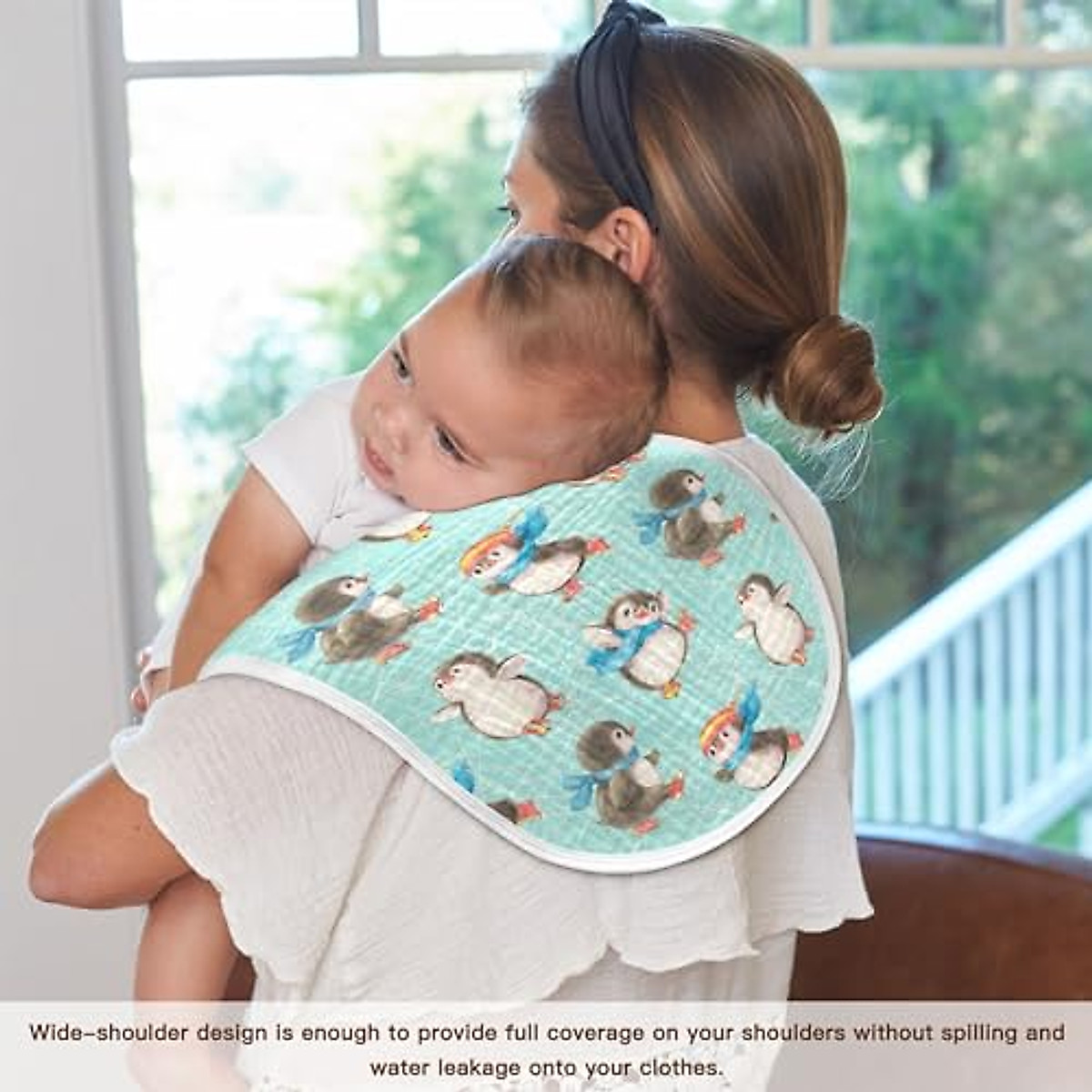 vvfelixl Baby Burp Cloths Cute Penguins Skates Baby Newborn Cotton Burping Cloths Set Baby Washcloths 4 Pack Blue