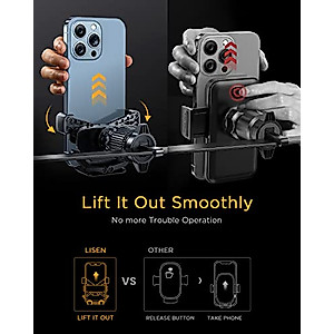 LISEN Car Vent Phone Mount for Car Phone Holder Upgraded Metal Hook Clip Air Vent Cell Phone Holder Mount Auto Lock Thick & Big Phone Friendly Car Mount for iPhone 14 Pr Max all 4-7.5 inch Smartphone