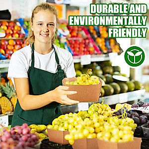 100 Pieces Large Size Berry Baskets 6 Inches Strong Kraft Paper Strawberry Baskets Berry Containers Box for Fruit Food Market Grocery Stores Backyard Party Farmer Market Supplies, Brown