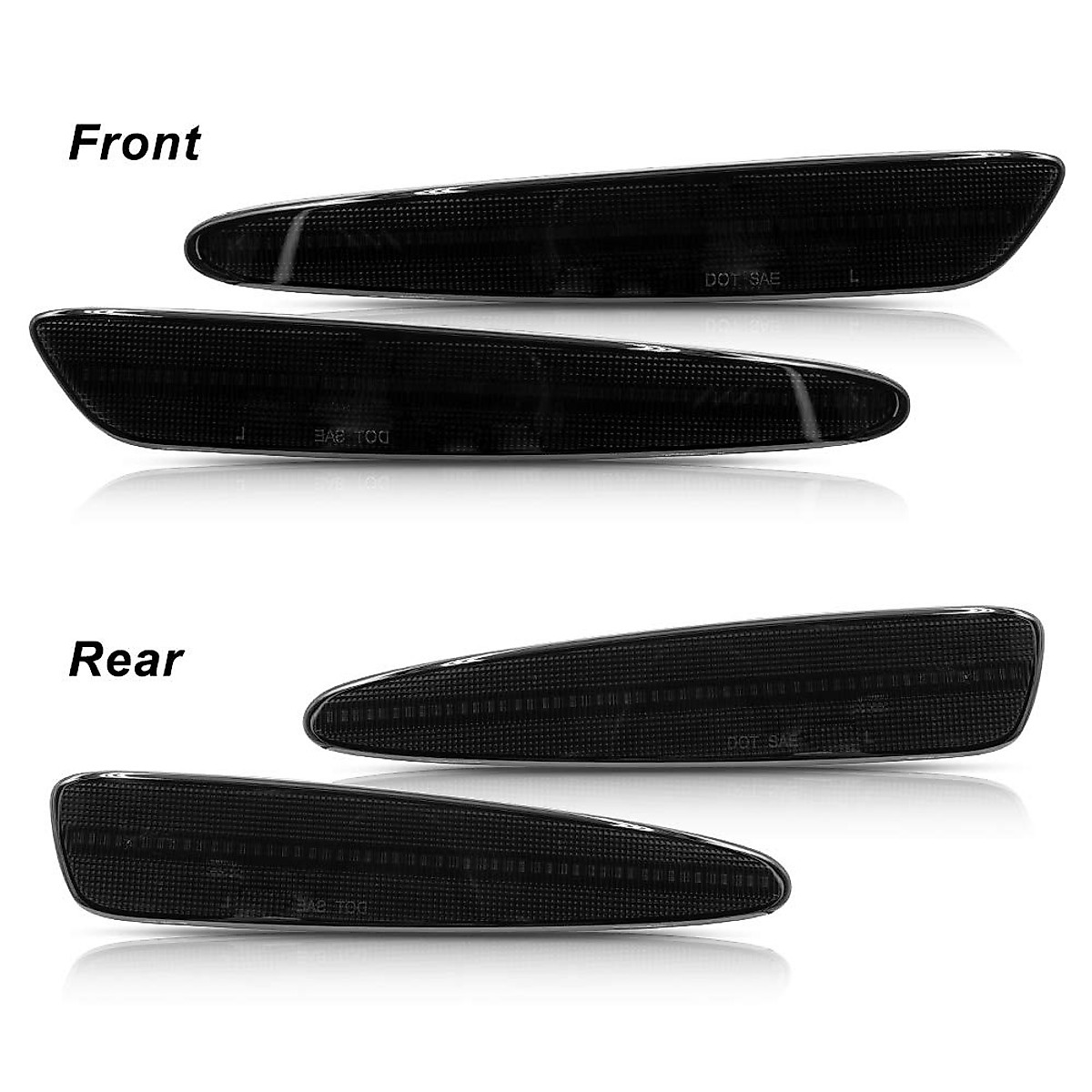 NSLUMO LED Side Marker Lights for Chevy Corvette C6 Z06 ZR1 2005-2013 Smoked Lens Amber Front & Rear Red C6 Marker Lights Replace OEM Sidemarker Lamps