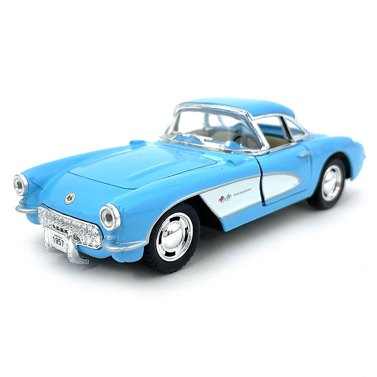 Set of 4: 5" 1957 Chevy Corvette 1:34 Scale (Black/Blue/Red/White) by Kinsmart