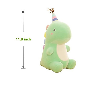 FSLMY Dinosaur Plush Toy Soft Stuffed Cute Animal Dinosaur Plush Doll As A Boy Girl Birthday Gift Halloween (Green, 11.8 inch)