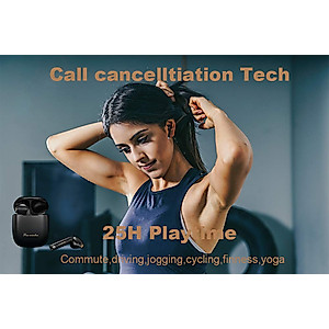 SEEWAY True Wireless Earbuds,Bluetooth Earbuds V5.1,with Touch Control 25 Hours Playtime, USB-C for Fast Charging, Premium Deep Bass for Sports,Commute,Work (Black)