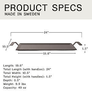 Made In Cookware - Carbon Steel Griddle - (Like Cast Iron, but Better) - Professional Cookware - Crafted in Sweden - Induction Compatible