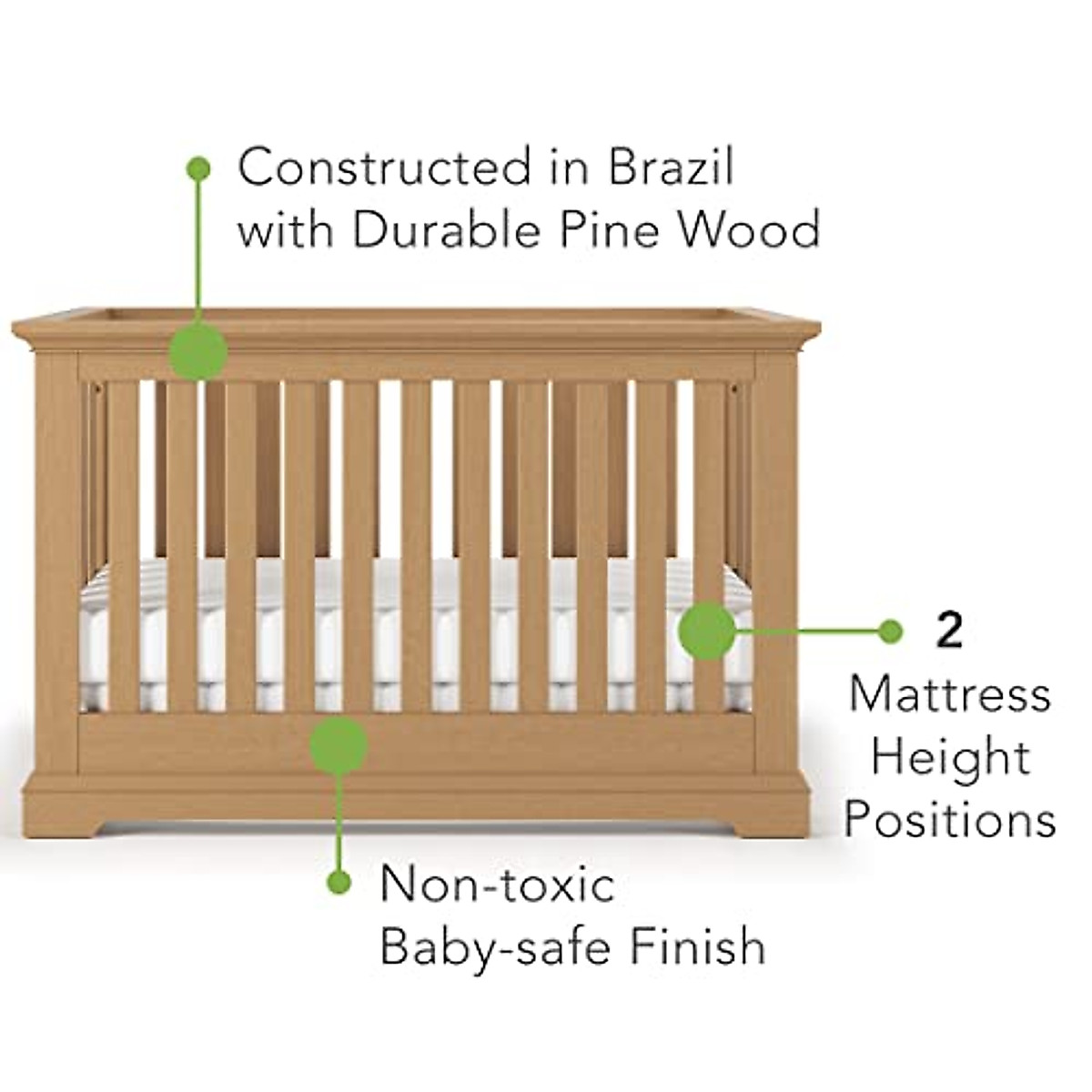 Child Craft Jordyn Euro 4-in-1 Convertible Crib, Biscotti
