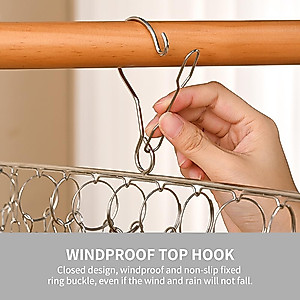 Zenquark Stainless Steel Sock Drying Rack, 2 Layers Swivel Hook Wind-Proof Sock Hanger Rack, Air Drying Rack with 20 Clips for Socks Underwear Knickers Shoe Insoles Baby Clothes Gloves