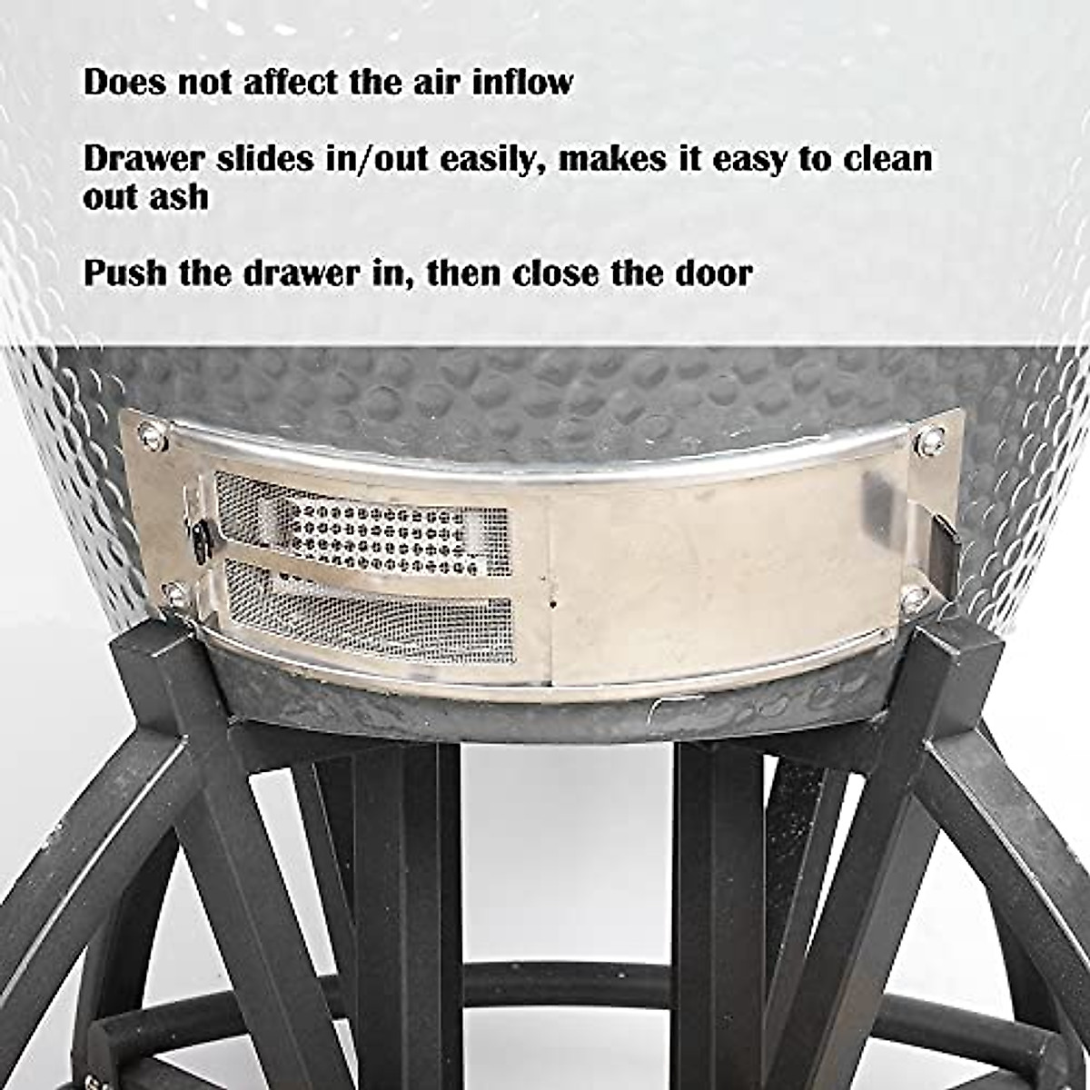 OLAMO Ash Drawer for Big Green Egg, Slide Out Stainless Steel Ash Drawer Replacement for Large Big Green Egg, Removable Ash Cleaning Tool for Large BGE, Grill Accessories, BGE Accessories (New)