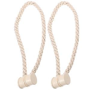 iplusmile 2 Pcs Curtain Magnetic Button Curtain Ties Weave Rope Curtain Tiebacks Woven Rope Curtain Tiebacks Magnetic Drape Curtain Tiebacks Weave Rope Curtain Tie Backs Cotton No Punching