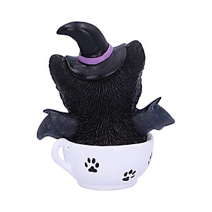Nemesis Now Kit Novelty Tea Cup Witch Cat Figurine, Polyresin, Black, One Size