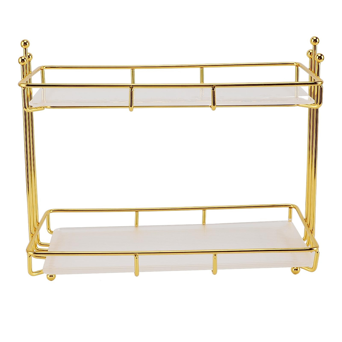 FTVOGUE Makeup Shelf Organizer, 2 Tier Bathroom Countertop Organizer with Vanity Tray Bathroom Trays forCounter, Storage for Cosmetics, Skincare, Perfume (S)