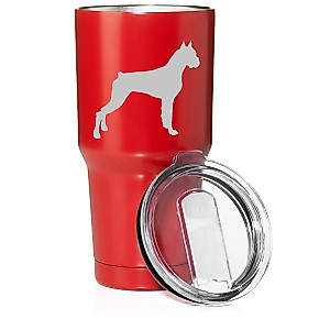 Smooth Body Tumbler Stainless Steel Vacuum Insulated Travel Mug Cup Gift Boxer Dog (30 oz, Red)