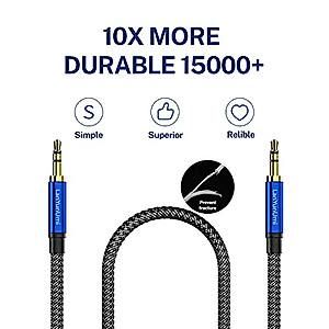 LanYunUmi Audio Auxiliary Audio Cable 3.5mm Male to Male Jack, Gold Plated, Nylon Braid, Stereo Jack Cord for Phones, Headphones, Tablets, PCs, MP3 Players and More 20ft/6m - Male to Male,