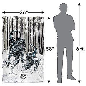 Jurassic World: Dominion Blanket, 36"x58" Forest Hunt Raptors Silky Touch Super Soft Throw Blanket