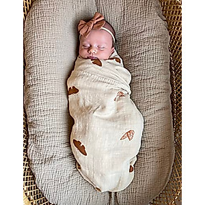 LEYL&ARI Muslin Baby Swaddle Blanket | 100% Organic Receiving Wrap (Boho Butterflies)
