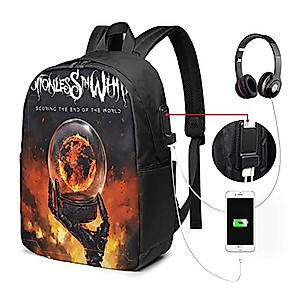 Motionless Rock in Band White Travel Laptop Backpack, Business Anti Theft Durable Backpack With USB Charging/Headphone Port Daypack College School Computer Bag Gifts for Men & Women Fits 17x 12 x 6.5 Inch Bookbag