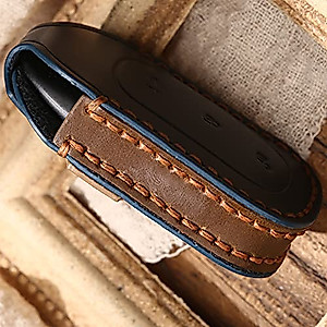 for Subaru 2014-2021 Forester, Impreza, Outback, WRX, BRZ, XV Crosstrek Genuine Leather 4 Buttons Remote Key Fob Case Cover with key chain