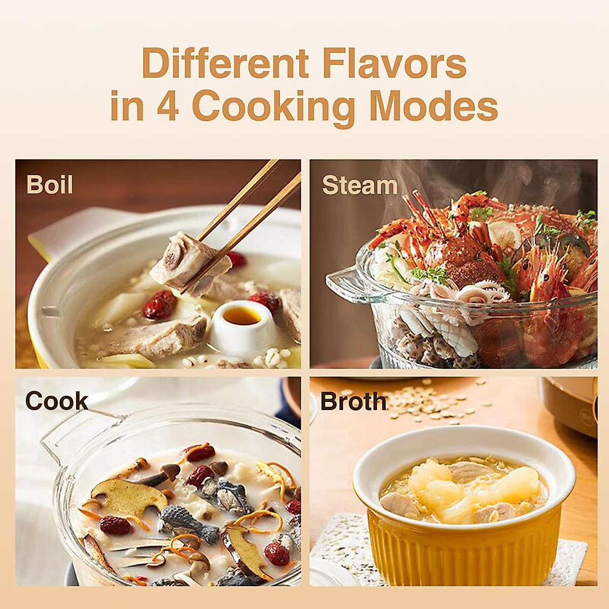 Joydeem Electric Glass Steam Cooker, Ceramic Tagine Pot for Soup, Hot Pot, Seafood, Multi-use Chinese Stew Pot, JD-ZQG9099