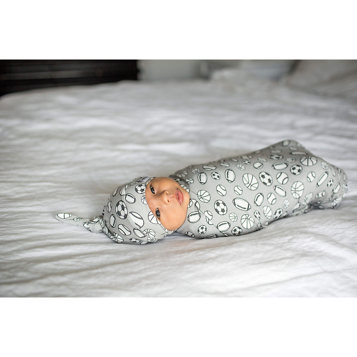 Large Premium Knit Baby Swaddle Receiving Blanket "Champ" by Copper Pearl