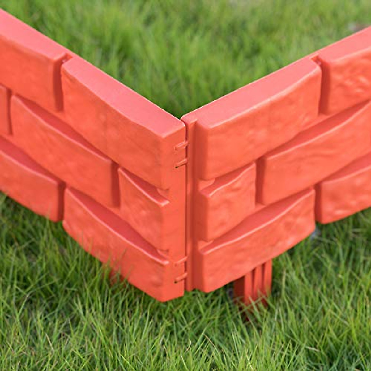 Gardenised Outdoor Brick Stone Gate Lawn Edging Pack of 8, Red