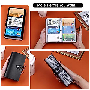 YueJin RFID Credit Card Holder,Large Capacity Storage Credit Card Book Case for Men and Women,Leather Business Card Organizer with 95 Card Slots (black)