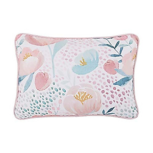 NoJo Watercolor Blossoms Pink, Teal, Gold and White Floral 8 Piece Crib Bedding Set