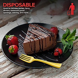 Gold Mini Forks 4 Inch (80-Count) Disposable Plastic Appetizer Fork for Cocktail Hour, Dessert Cups, Small Food Samples, Tiny Appetizers, Charcuterie Board, Wedding Reception