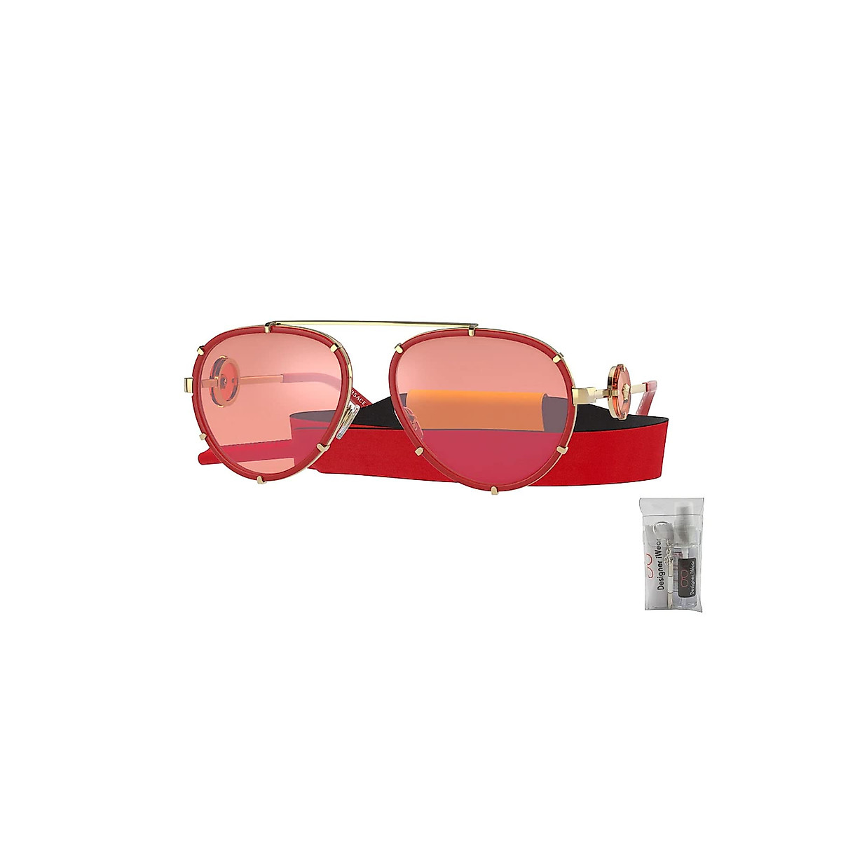 Versace VE2232 1472C8 61MM Red/Pink MIrror Red Pilot Sunglasses for Women + BUNDLE With Designer iWear Eyewear Kit