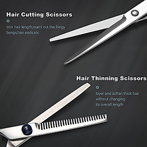 Hair Cutting Scissors Kit,11 Pcs Professional Haircut Scissors Kit with Cutting Scissors,Thinning Scissors,Neck Duster Brush,Comb,Barber Cape,Hair Clips,Hairdressing Shears Set for Barber and Home