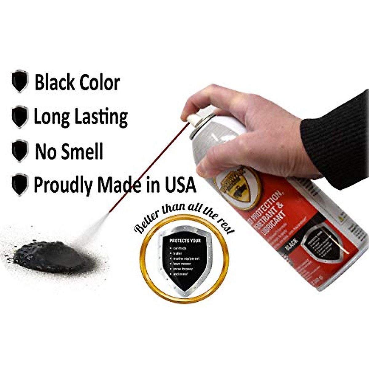 woolwax 12 Oz Undercoating Protection Aerosol Spray Can Black 3 Pack, Rust Inhibitor and Prevention, Anti Corrosion Multi Purpose Penetrant and Lubricant, Spray Can Extension Wand Included