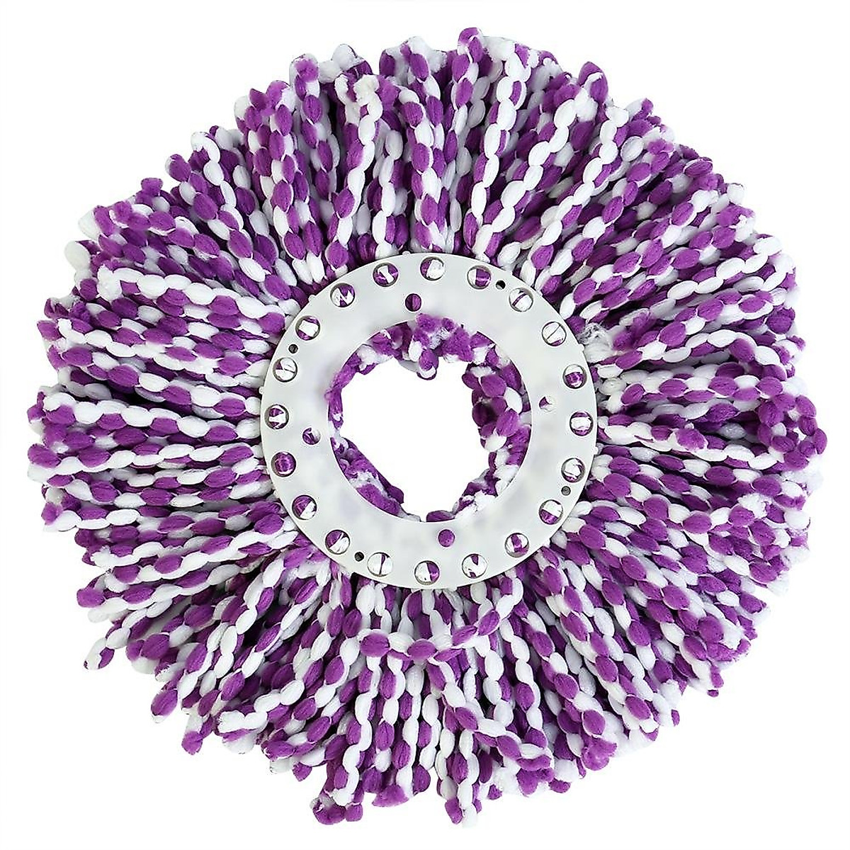 Huhushop Spin Mop Head Refills Microfiber Round Spin Mop Head Replacement for Universal Spin Mop System Perfect for Home Commercial Use (Purple+White)