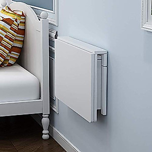 PIBM Stylish Simplicity Shelf Wall Mounted Floating Rack Table Laptop Stand Desk Foldable Solid Wood Multifunction Simple Restaurant Bedroom Living Room,8 Sizes, White ,