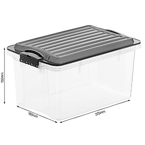 Rotho, Compact, Storage box 4.5 l with lid A5, Plastic (PP) BPA-free, grey/transparent, A5/45l (27,0 x 18,5 x 15,0 cm)