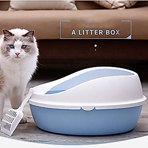 Pet Toilet Cat Litter Bowl Anti-splash Full Semi-closed Cat Toilet Cat Supplies 40 * 35 * 19cm Cat Litter Box (Color : Blu)