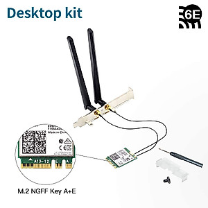 AX210 WiFi 6E WiFi Card M.2 NGFF Mini Desktop kit Adapter 6GHz BT5.2 Wireless 802.11ax 5400Mbps 2.4Ghz 5Ghz Support OFDMA MU-MIMO AX210NGW Gigabit Network Card