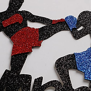 LVEUD Black flash Boxing Match Cake Topper Boxer Decor Cake Topper Sports Theme Happy Birthday Cake Topper Boxing Hobby Happy Birthday Cake Topper Party Cake Decorations