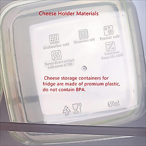 Morixkifu 4Pcs Sliced Cheese Container for Fridge, 650ml Plastic Clear Cheese Box for Fridge, Airtight Cheese Slice Holder, Food Storage Containers with Lids (4Pcs)