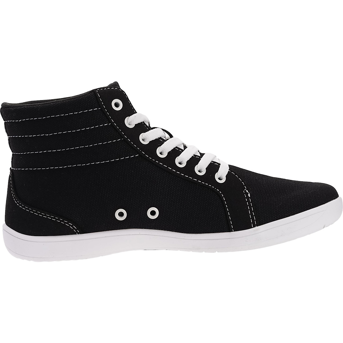WHITIN Men's Wide Toe Box Hightop Barefoot Shoes Boots Canvas Sneakers Black White Size 6.5