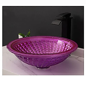 Bathroom Sink Modern Simple Vessel Sink Bathroom Round Wash Basin Tempered Glass Wash Basin Hotel Art Desk Sink Vessel Sink (Color : Sink only)