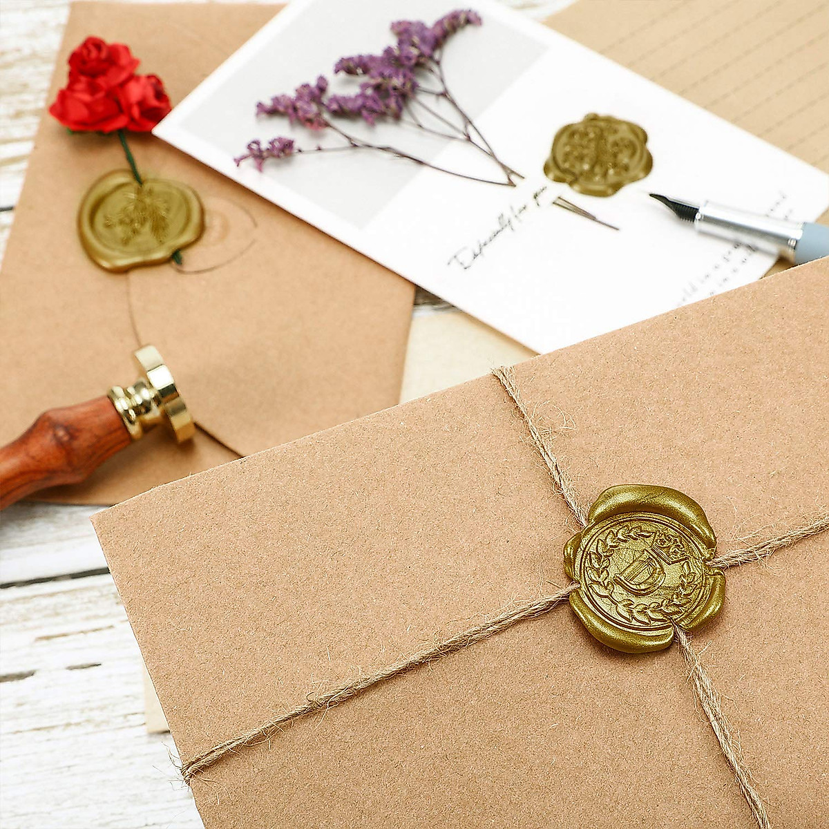 15 Pieces Glue Gun Sealing Wax Sticks for Retro Vintage Wax Seal Stamp and Letter, Great for Wedding Invitations, Cards Envelopes, Snail Mails, Wine Packages, Gift Wrapping (Bronze)