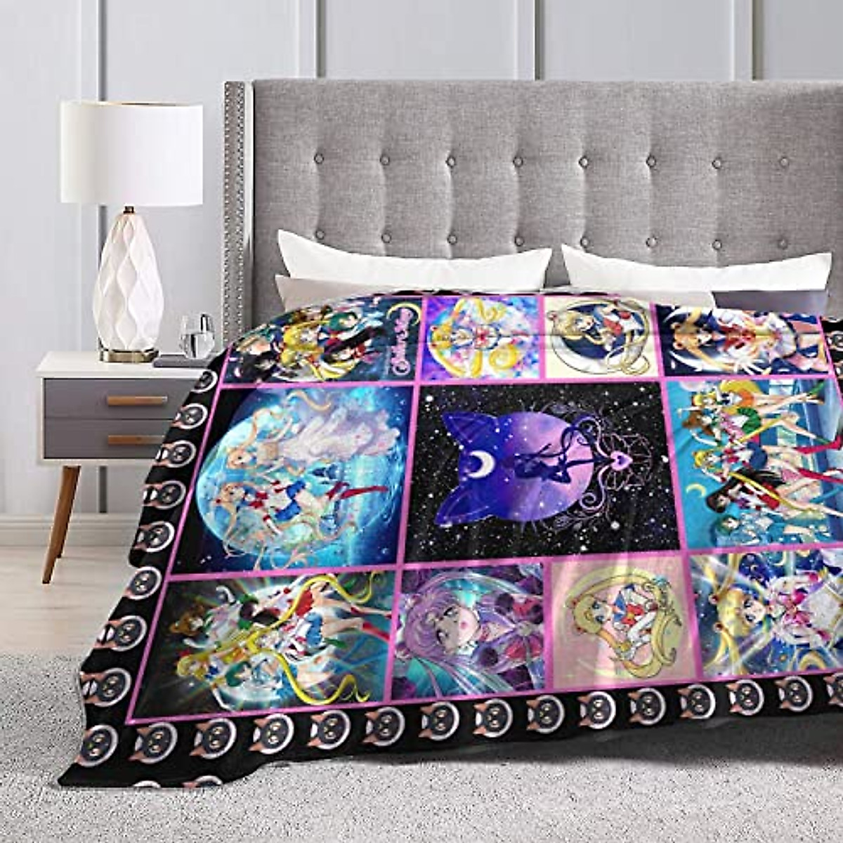 Anime Throw Blanket Super Soft Flannel Blankets Lightweight All Season Bed Throws Blanket Sofa, Room Gifts. (A, 50"x40")