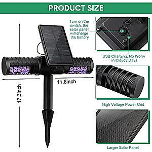 Kittmip 2 Pack Bug Zapper Solar Powered Led Mosquito and Insect Bug Zapper Light Outdoor Mosquito Traps Repellent Path Light for Garden Lawn Patio, Purple