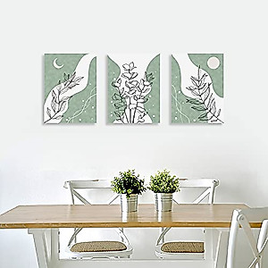 Bohemia Wall Art Set of 3, Framed Canvas Boho Wall Decor, Mid Century Modern Wall Decor for Living Room, Bedroom, Bathroom, Office 12"x16"x3