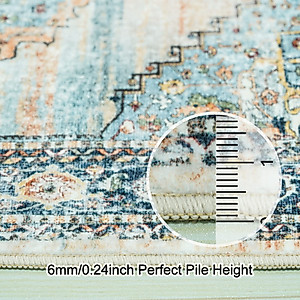 TOPRUUG Washable Rug 8x10 - Area Rugs for Living Room Anti Slip Backing Rugs for Bedroom Stain Resistant Non-Shedding Distressed Area Rug (Blue, 8X10)