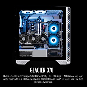 Thermaltake Glacier 370 Liquid-Cooled PC (AMD Ryzen 5 5600X, RTX 3070, 16GB RGB 3600Mhz DDR4 ToughRAM RGB Memory, 1TB NVMe M.2, WiFi, Win 10 Home) Gaming Desktop Computer S3WT-B550-37G-LCS