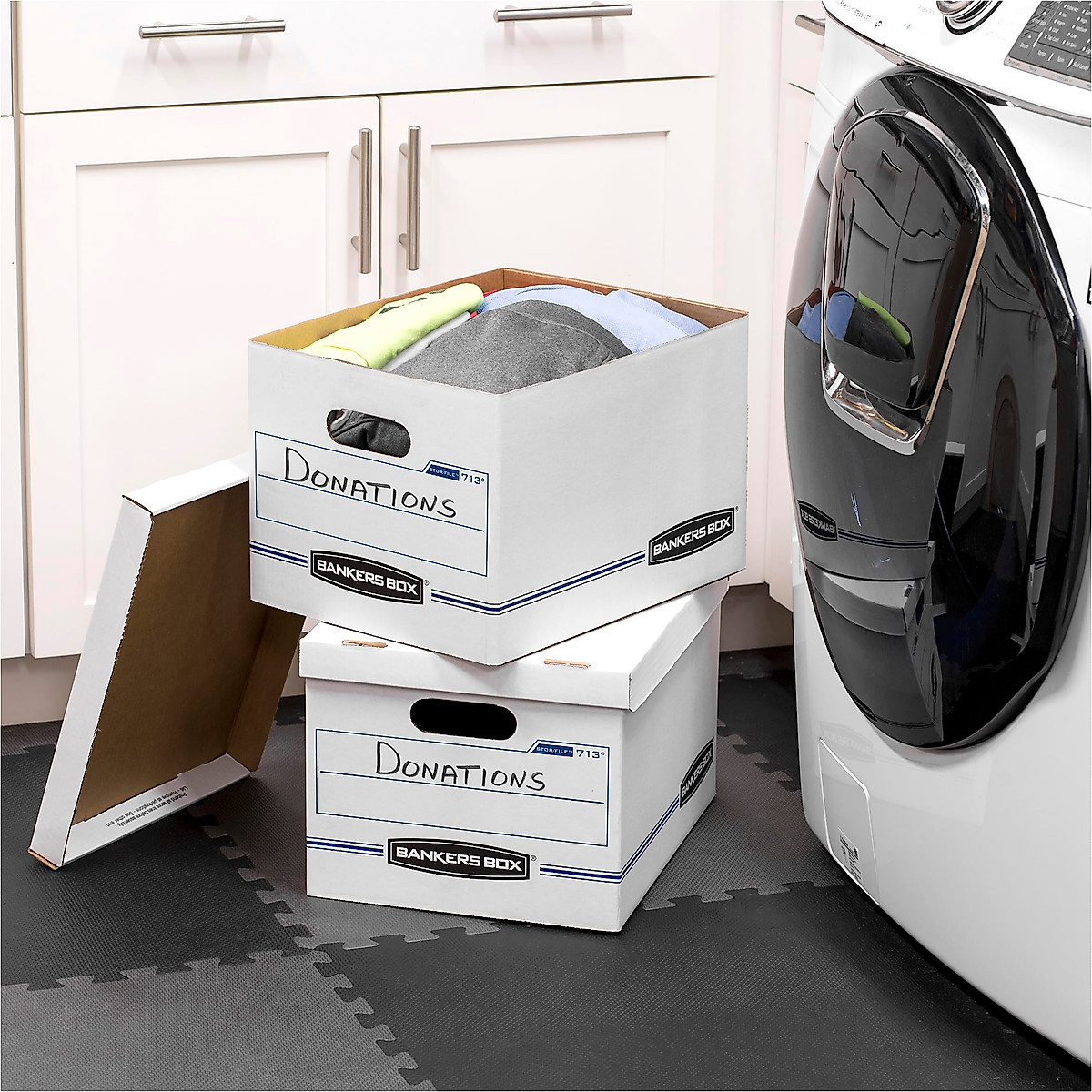 Bankers Box 0071302 STOR/File Storage Boxes, Standard Set-Up, Lift-Off Lid, Letter/Legal, Pack of 20, White